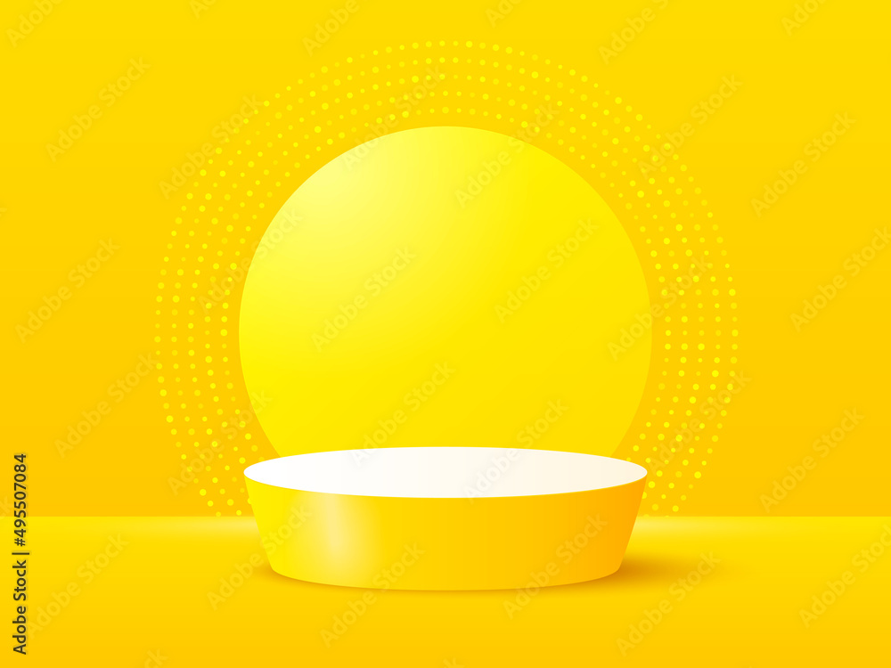 Yellow cylinder pedestal 3d podium. Product display background ...