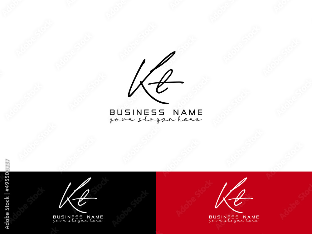 Colorful KT Logo Design, Signature kt Letter Logo Icon Design with ...
