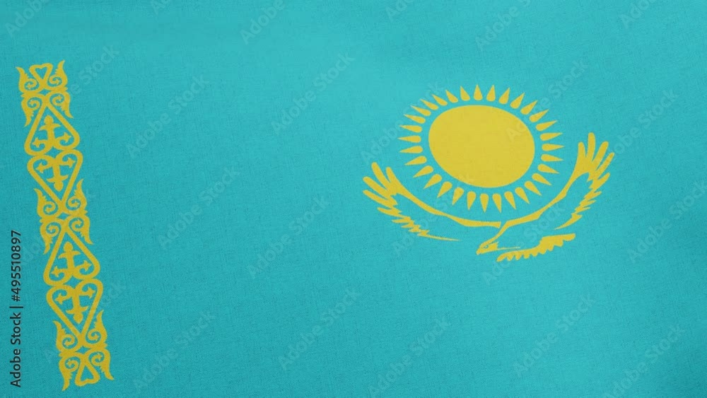 National flag of Kazakhstan waving original size and colors 3D Render ...