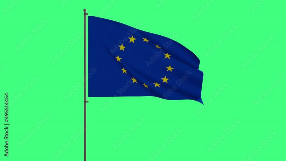 Green screen chromakey flag of EU (European Union) animation. EU flag ...