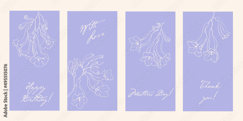 Flowers jacaranda tree. Minimalist Vector floral template for design ...