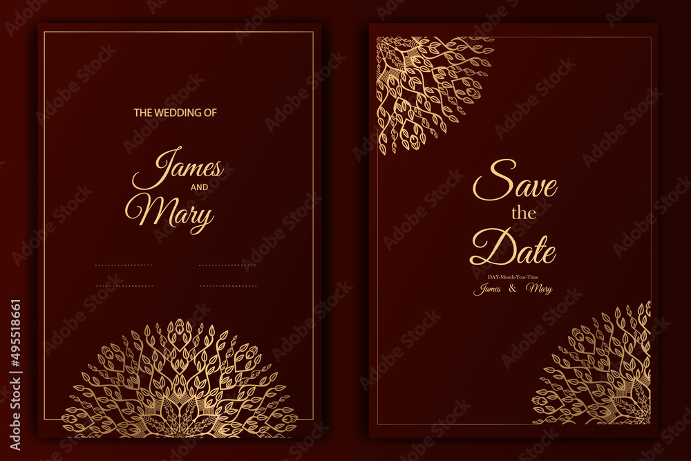 Mandala Wedding card design for the invitation | Vintage decorative ...