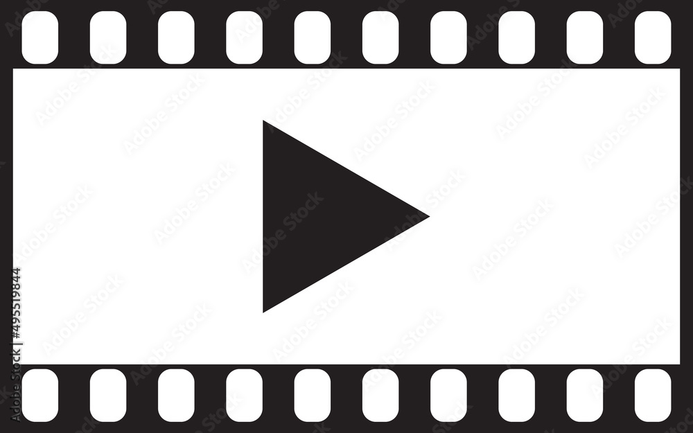 Play video. Play button on movie frame. Video streaming design template ...