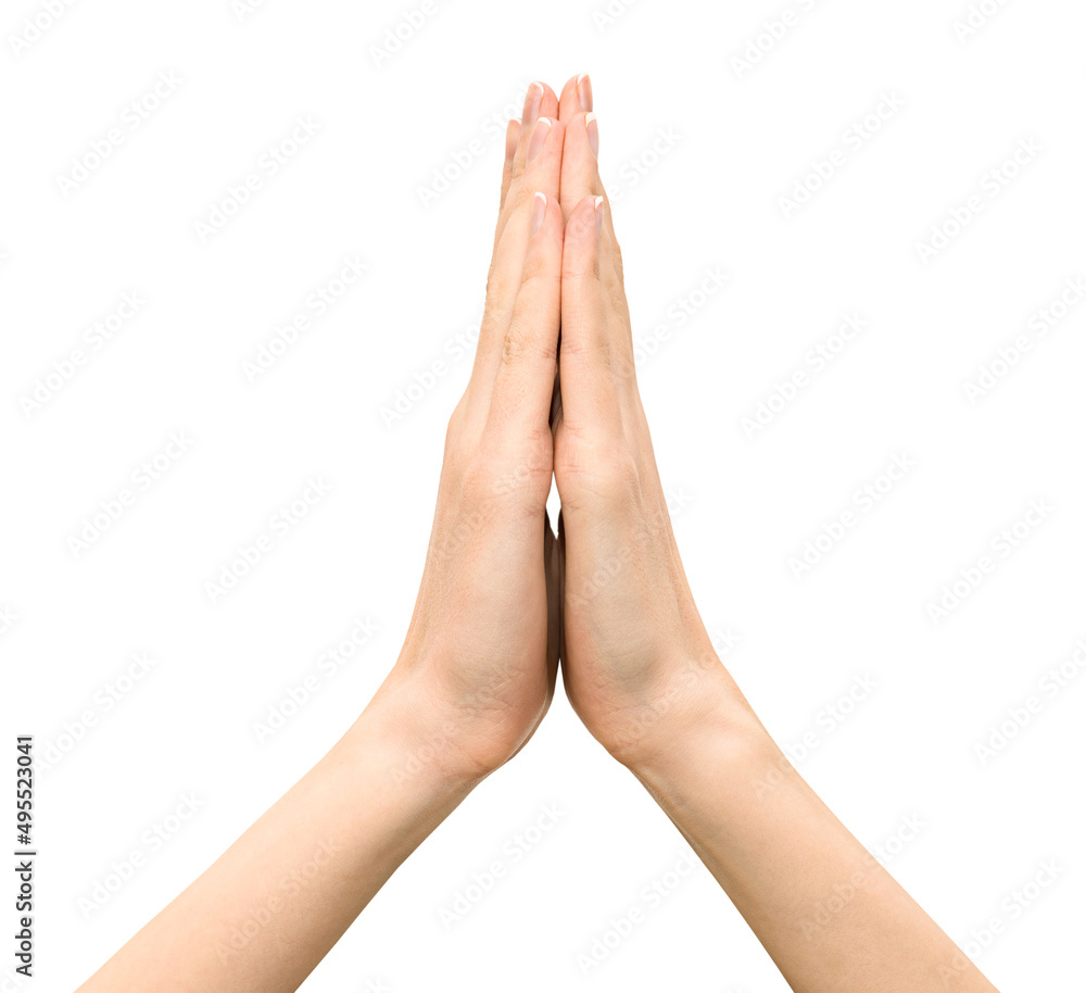 female hands praying on a white isolated background Stock Photo | Adobe ...