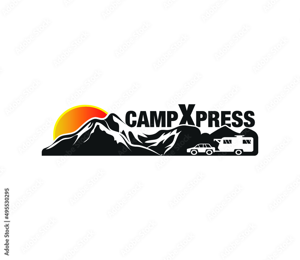Outdoor mountain RV van Recreational Vehicle logo design holiday ...