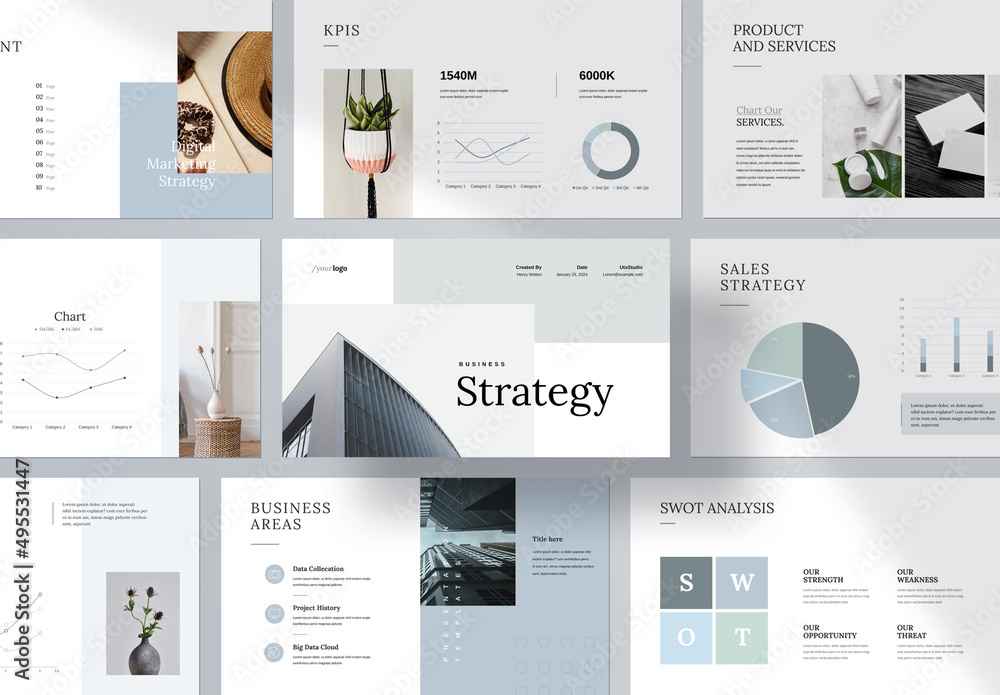 Strategy Presentation Layout Stock Template | Adobe Stock