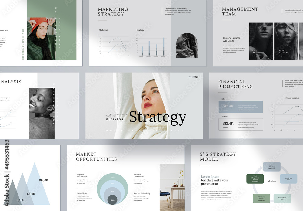 Strategy Presentation Layout Stock Template | Adobe Stock