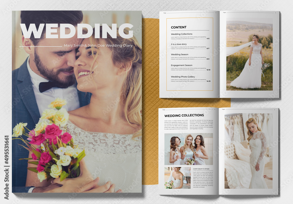 Minimal Wedding Magazine and Photo Booth Layout Stock Template | Adobe ...