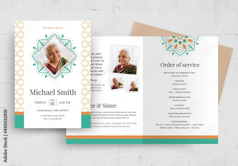 Indian Funeral Program Obituary Flyer Poster Stock Template | Adobe Stock