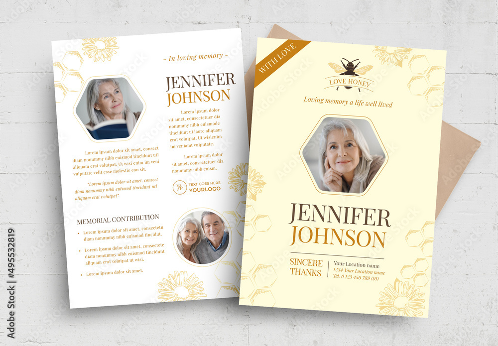 Funeral Program Obituary Flyer Poster with Beekeeper Theme Stock ...