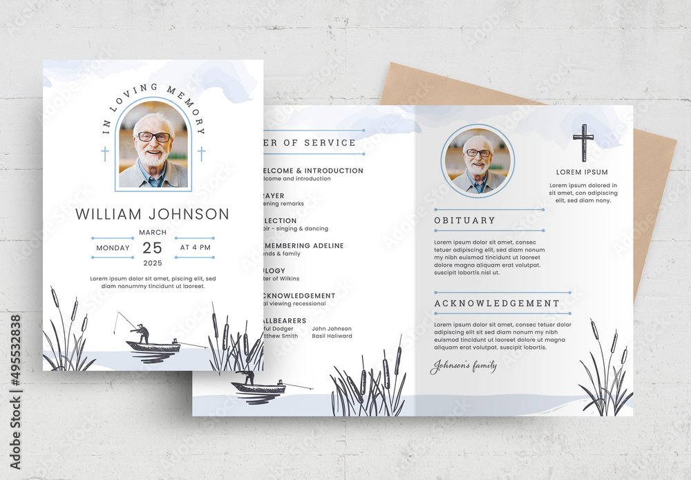 Fishing Fisherman Funeral Program Obituary Layout Stock Template ...