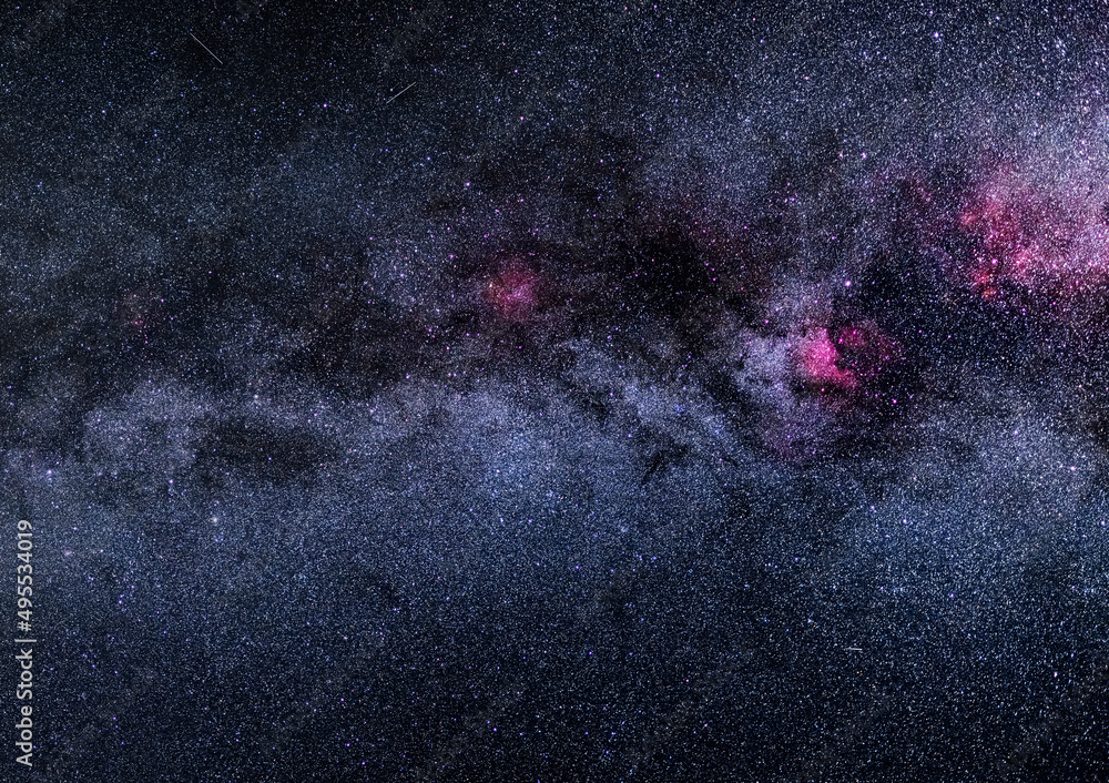 The Milky way. Cygnus constellation. Andromeda galaxy. Cygnus nebula ...