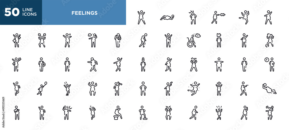 feelings editable outline icons set. feelings thin line icons ...