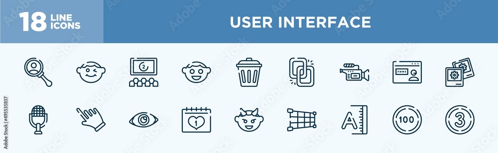 user interface line icons set. user interface outline icons collection ...