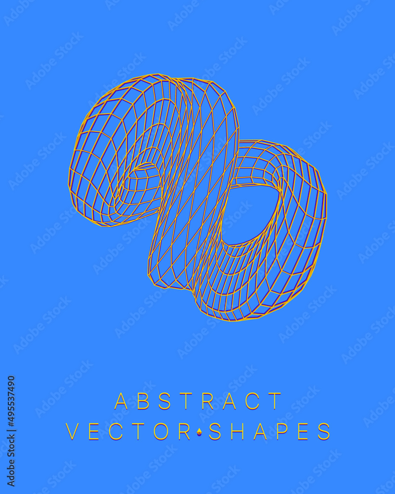 Geometric shape for design. Wireframe illustration. Molecular grid. 3d ...