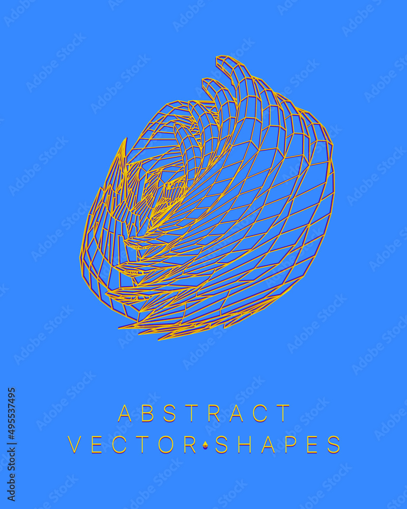 Geometric shape for design. Wireframe illustration. Molecular grid. 3d ...