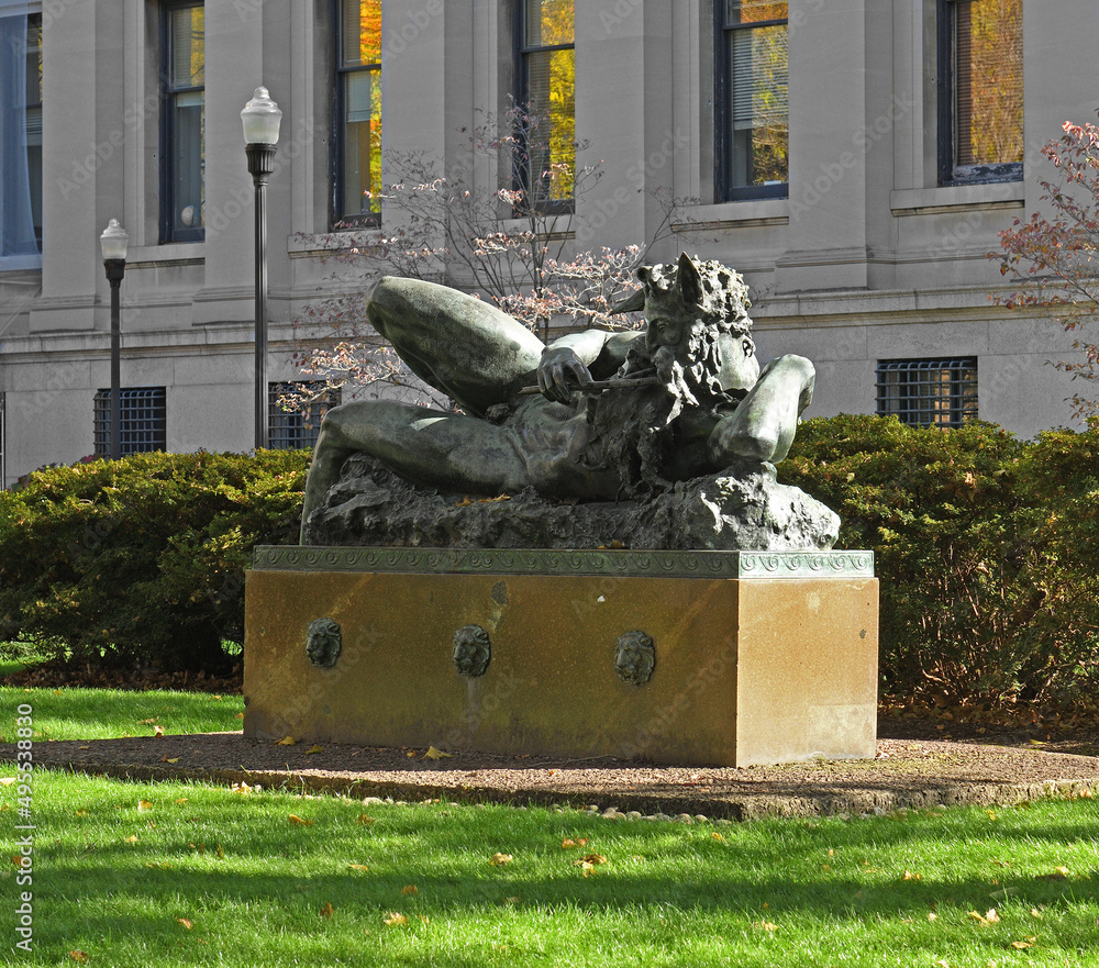 Great God Pan, work shows Greek god Pan in his usual form as half-man ...