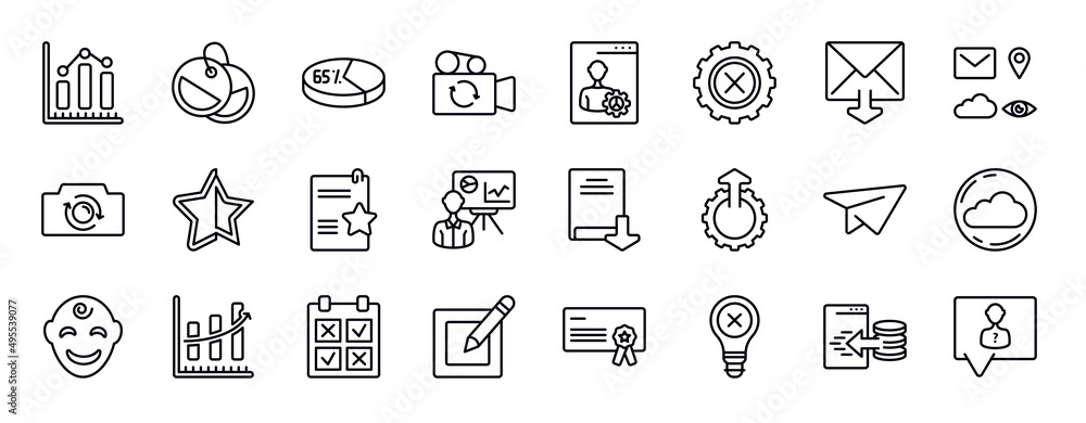 User Interface Editable Line Icons Set User Interface Thin Line Icons Collection Data