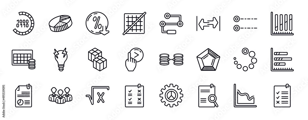 User Interface Editable Line Icons Set User Interface Thin Line Icons Collection Binary Code