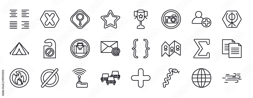 signs editable line icons set. signs thin line icons collection ...