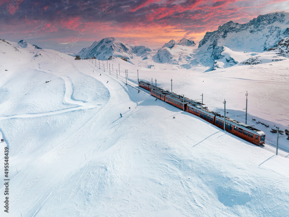 Swiss beauty, rack railway going to Gornergrat train station under ...