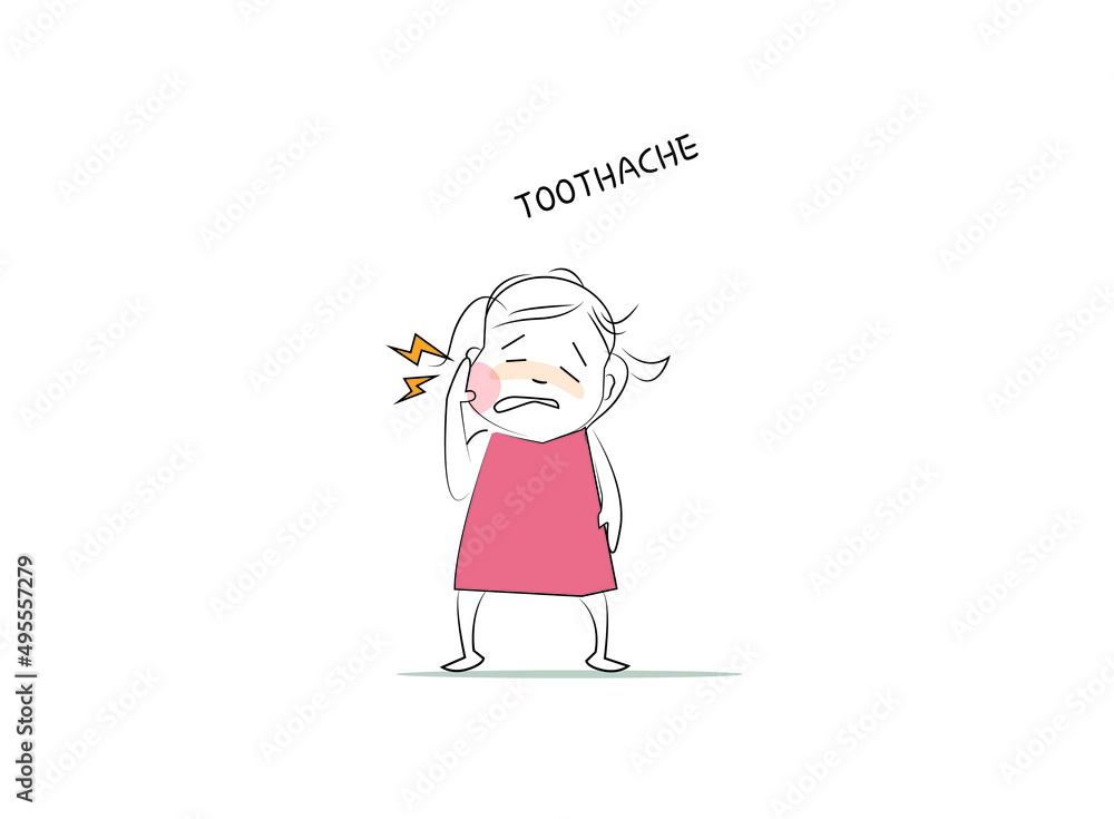 Toothache. Doodle style character. An illustration of simple human ...