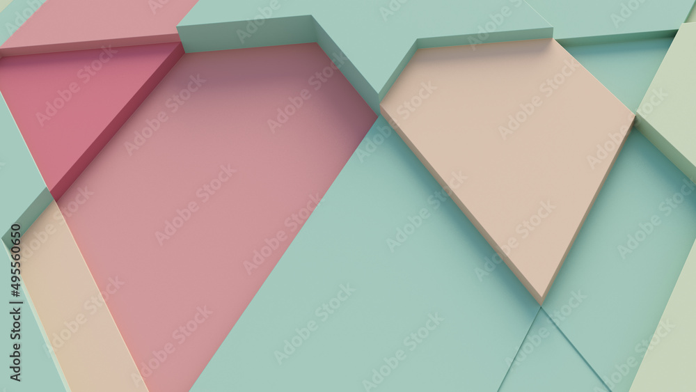 Pastel Colored Tech Background with a Geometric 3D Structure. Clean ...