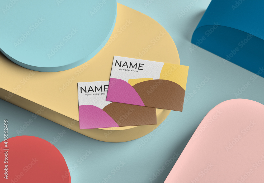Pastel Business Card Mockup Stock Template | Adobe Stock