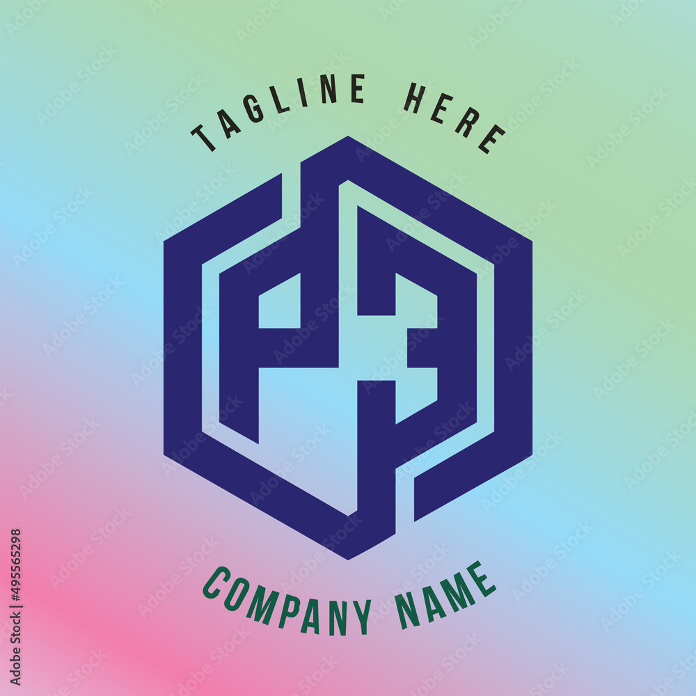 P3 lettering logo is simple, easy to understand and authoritative Stock ...