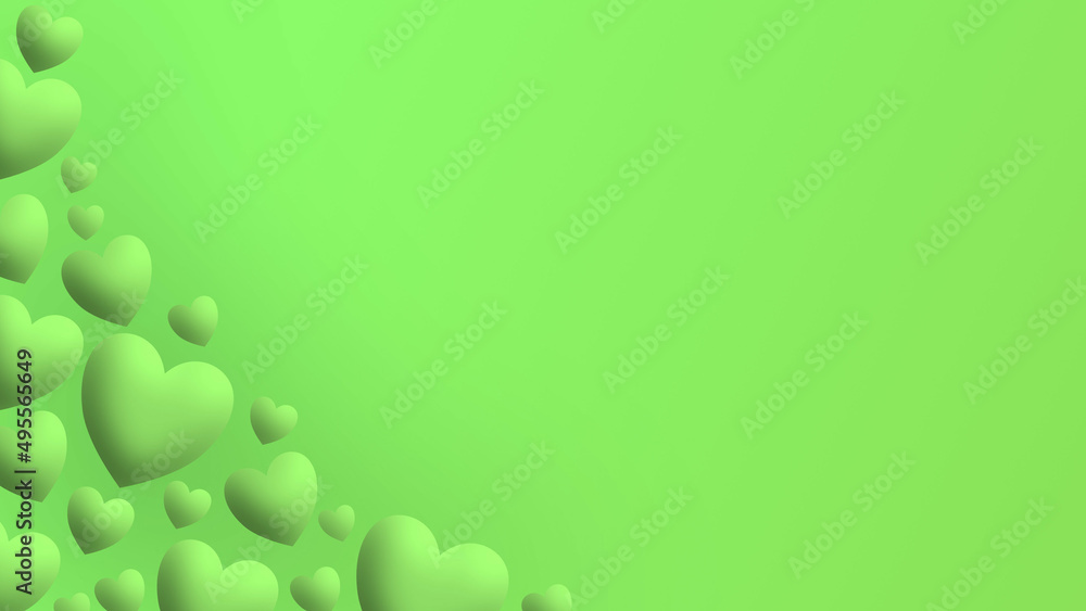 simple 3d diagonal border frame stack of green heart for wallpaper and ...