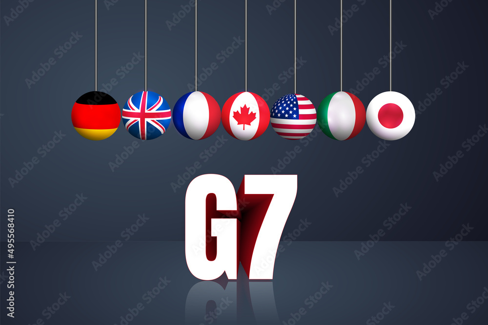 g7 summit member flag, G7 summit 3D round circle flags vector buttons ...