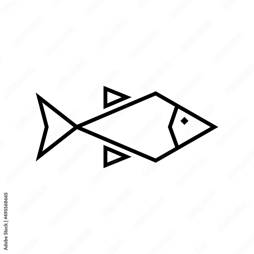 Linear fish logo, outline drawing of an aquatic animal. Fish icon for ...
