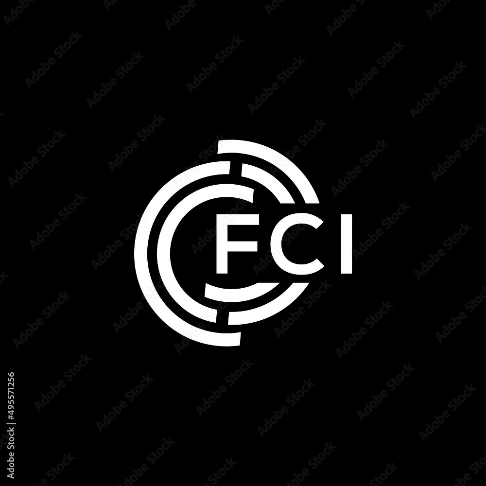 FCI letter logo design on Black background. FCI creative initials ...