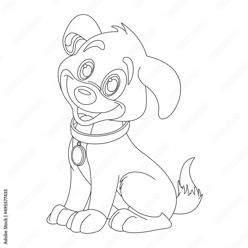 Cute puppy dog outline coloring page for kids animal coloring page ...