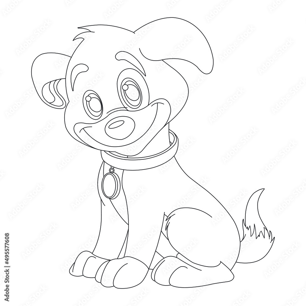 Cute puppy dog outline coloring page for kids animal coloring page ...