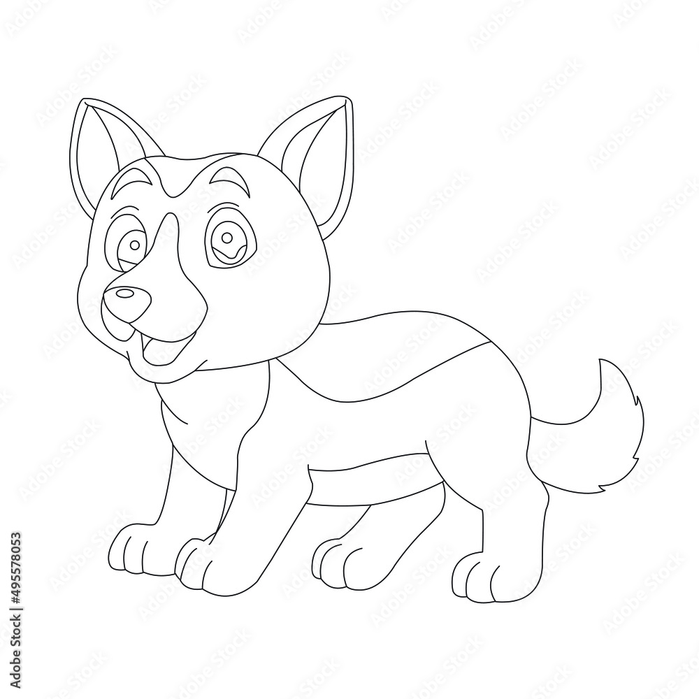 Cute puppy dog outline coloring page for kids animal coloring page ...