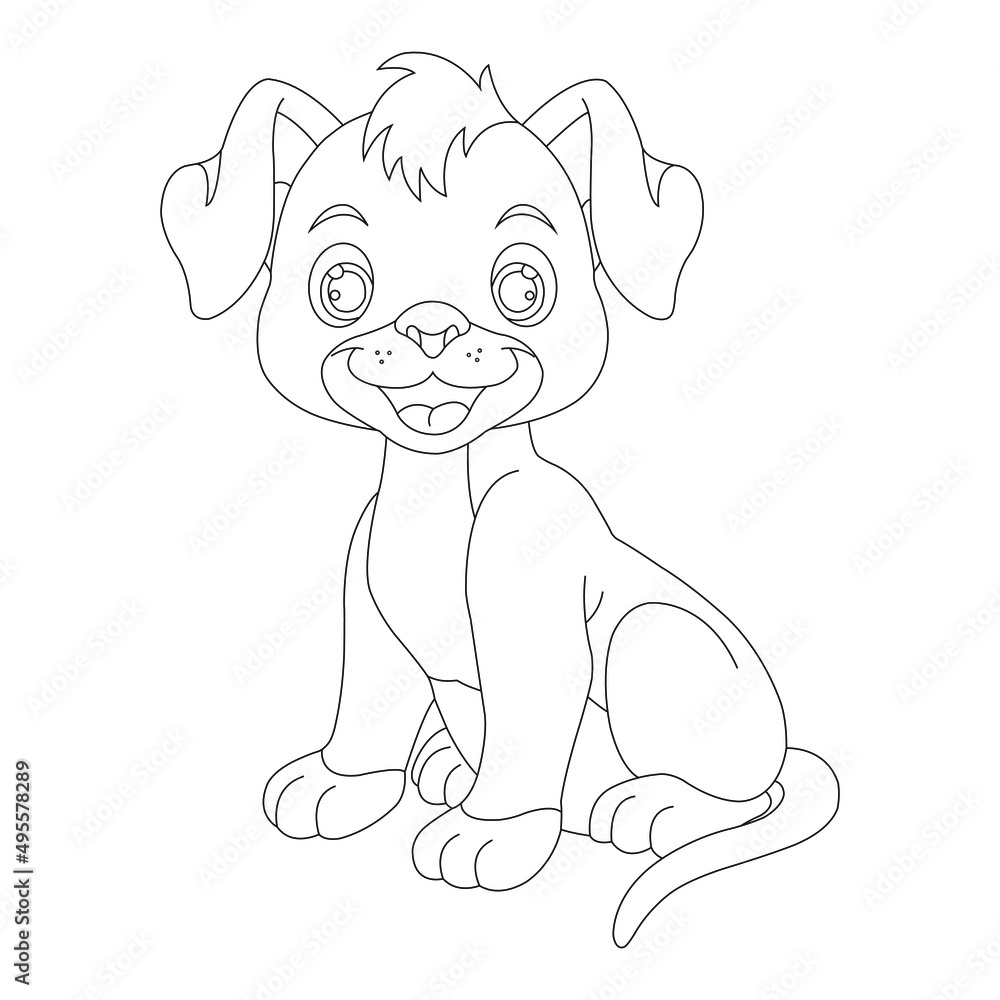 Cute puppy dog outline coloring page for kids animal coloring page ...