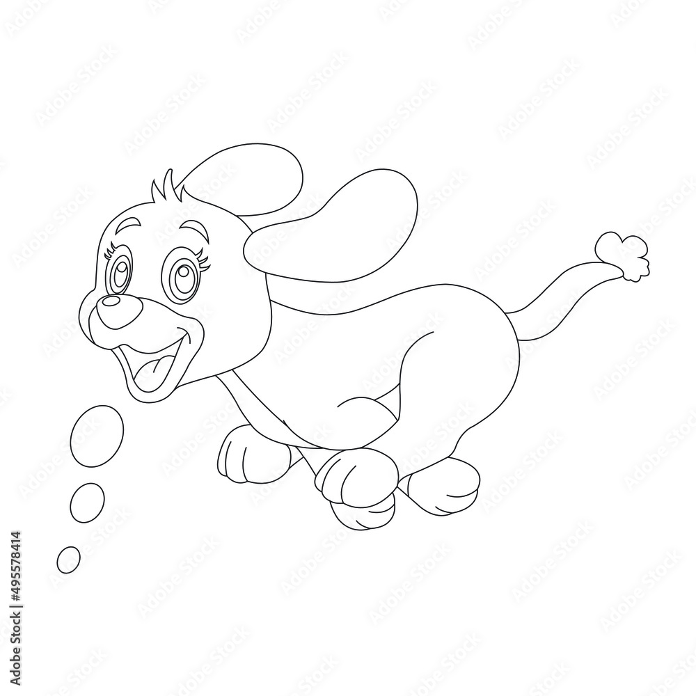 Cute puppy dog outline coloring page for kids animal coloring page ...