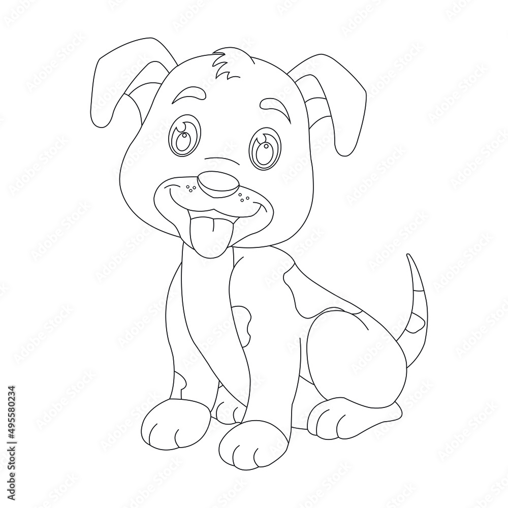 Cute puppy dog outline coloring page for kids animal coloring page ...