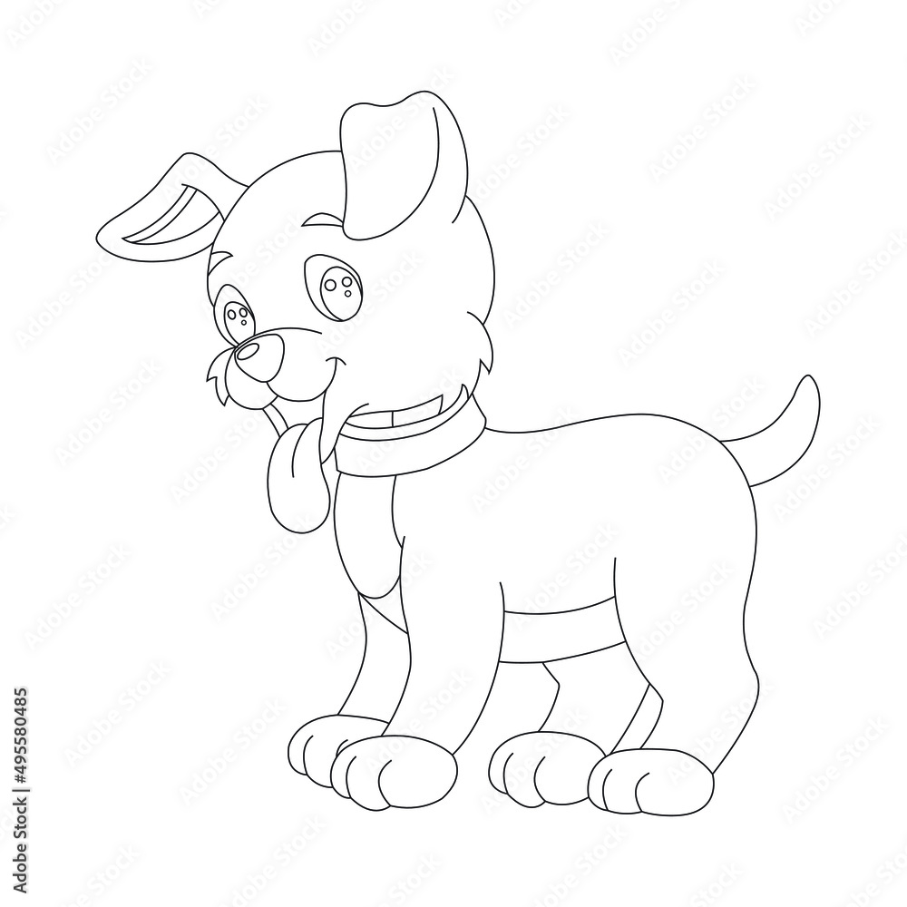 Cute puppy dog outline coloring page for kids animal coloring page ...