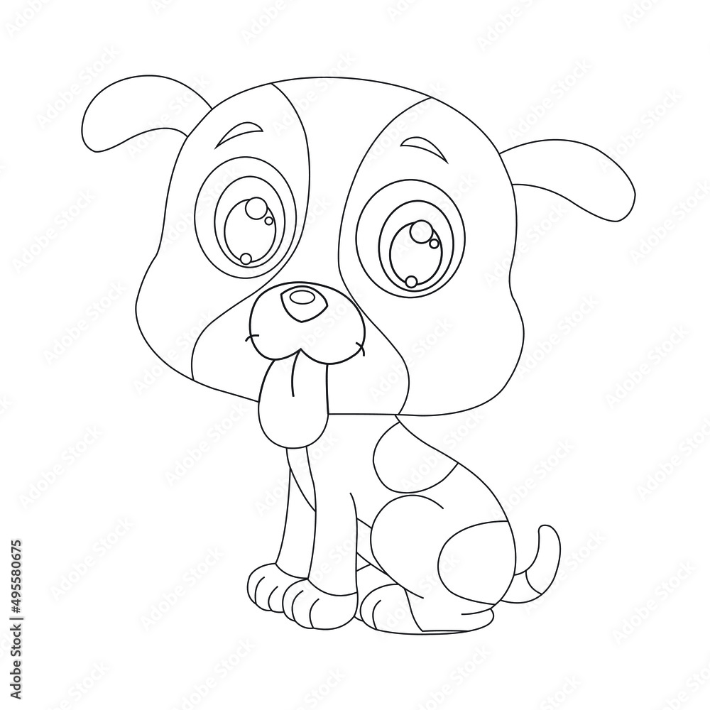 Cute puppy dog outline coloring page for kids animal coloring page ...