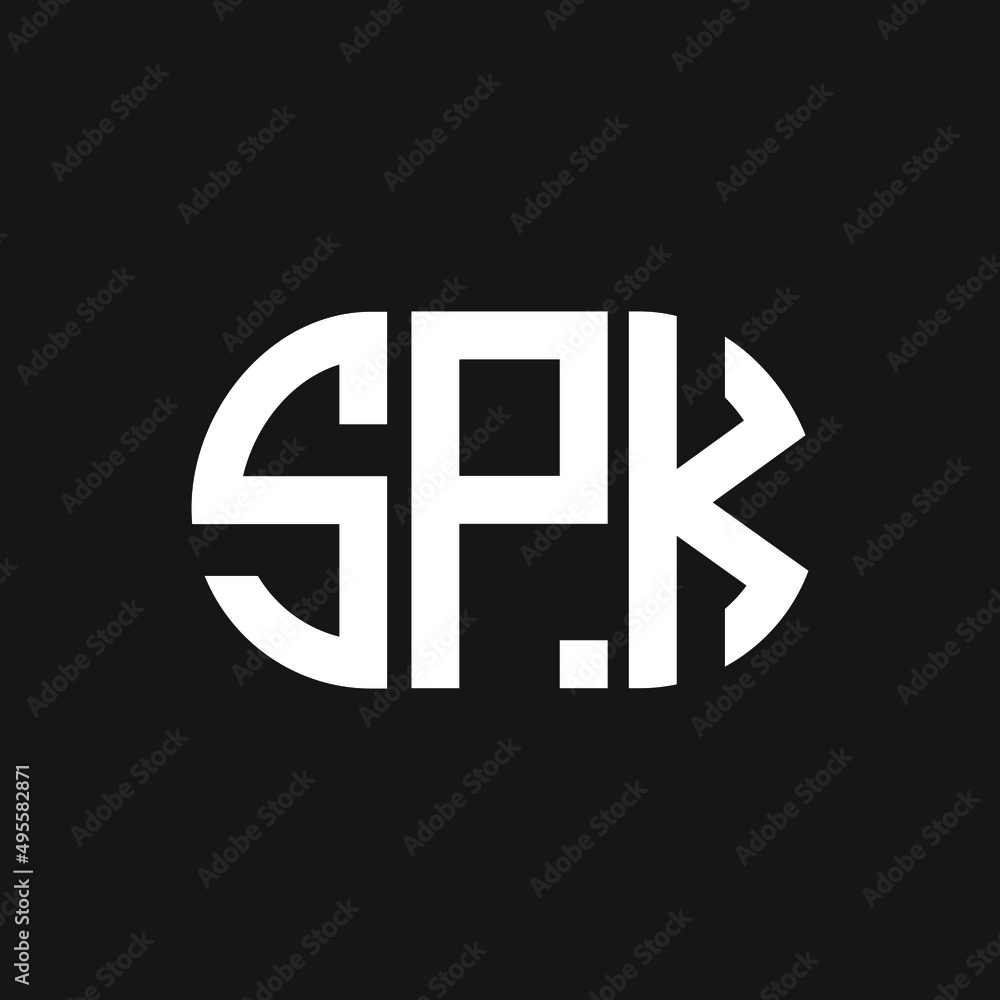 SPK letter logo design on black background. SPK creative initials ...