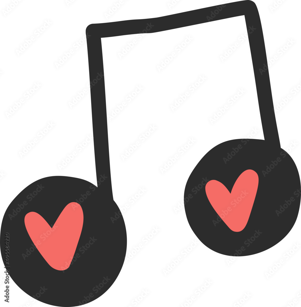Cartoon vector musical note object, doodle illustration for decor Stock ...