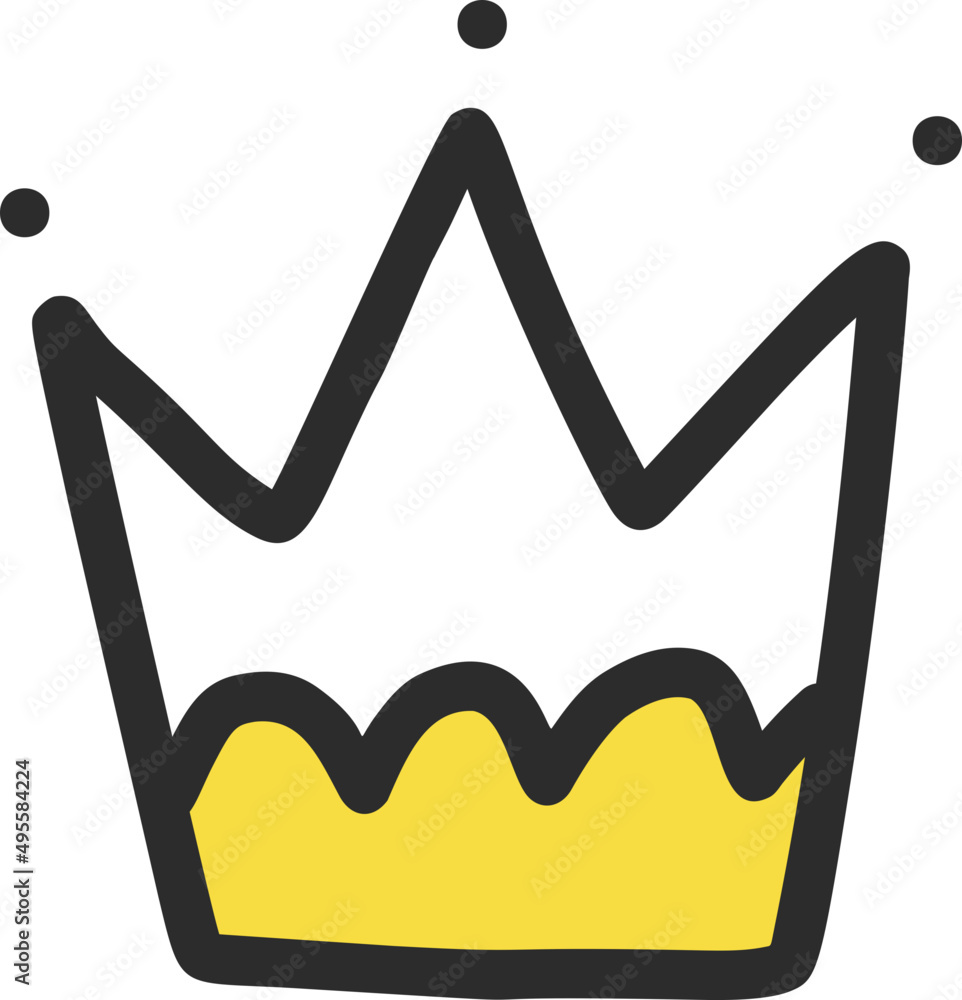Cartoon yellow crown vector object, doodle element for decor Stock ...
