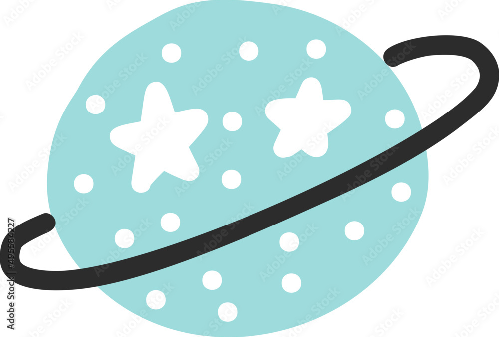 Cartoon blue planet vector object, doodle illustration for decor Stock ...