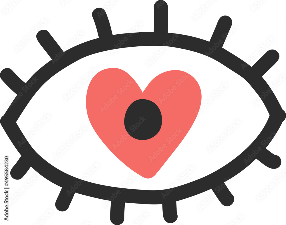 Cartoon eye heart vector object, doodle illustration for decor Stock ...