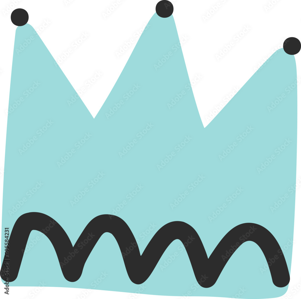 Cartoon vector blue crown object, doodle illustration for decor Stock ...