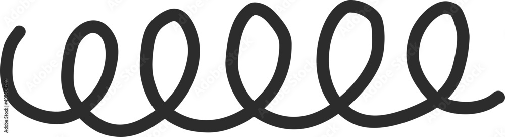 Cartoon vector black curve object, doodle brush element for decor Stock ...