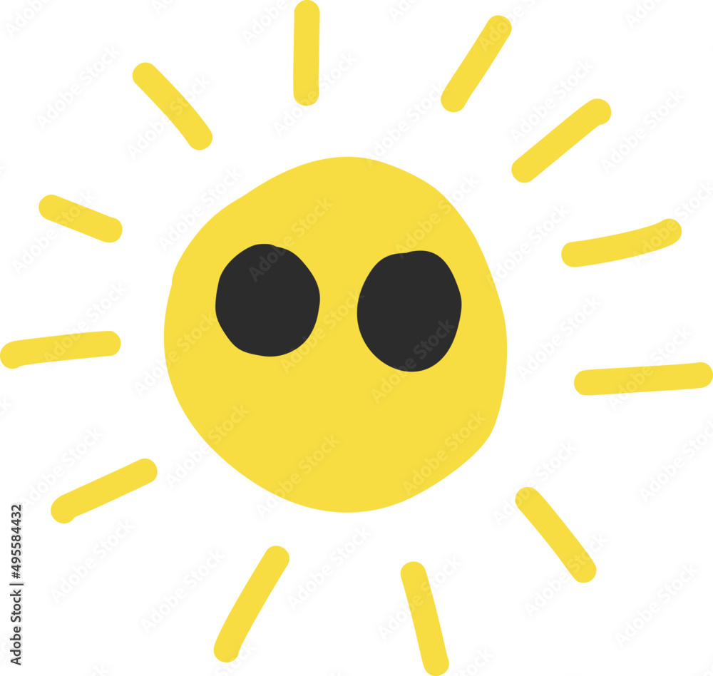 Blue sun object doodle, seasonal illustration vector Stock Vector ...