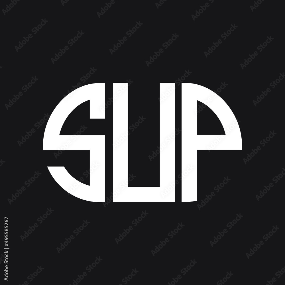 SUP letter logo design on Black background. SUP creative initials ...